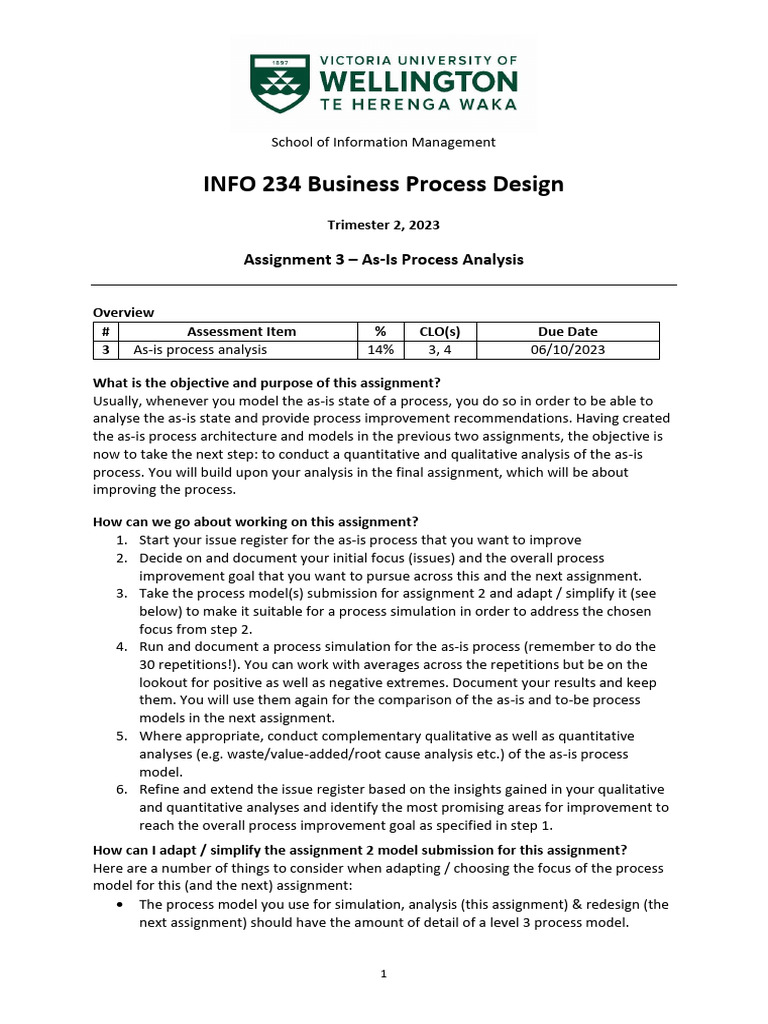 INFO 234 A3 As-Is Process Analysis Overview | PDF | Simulation | Data