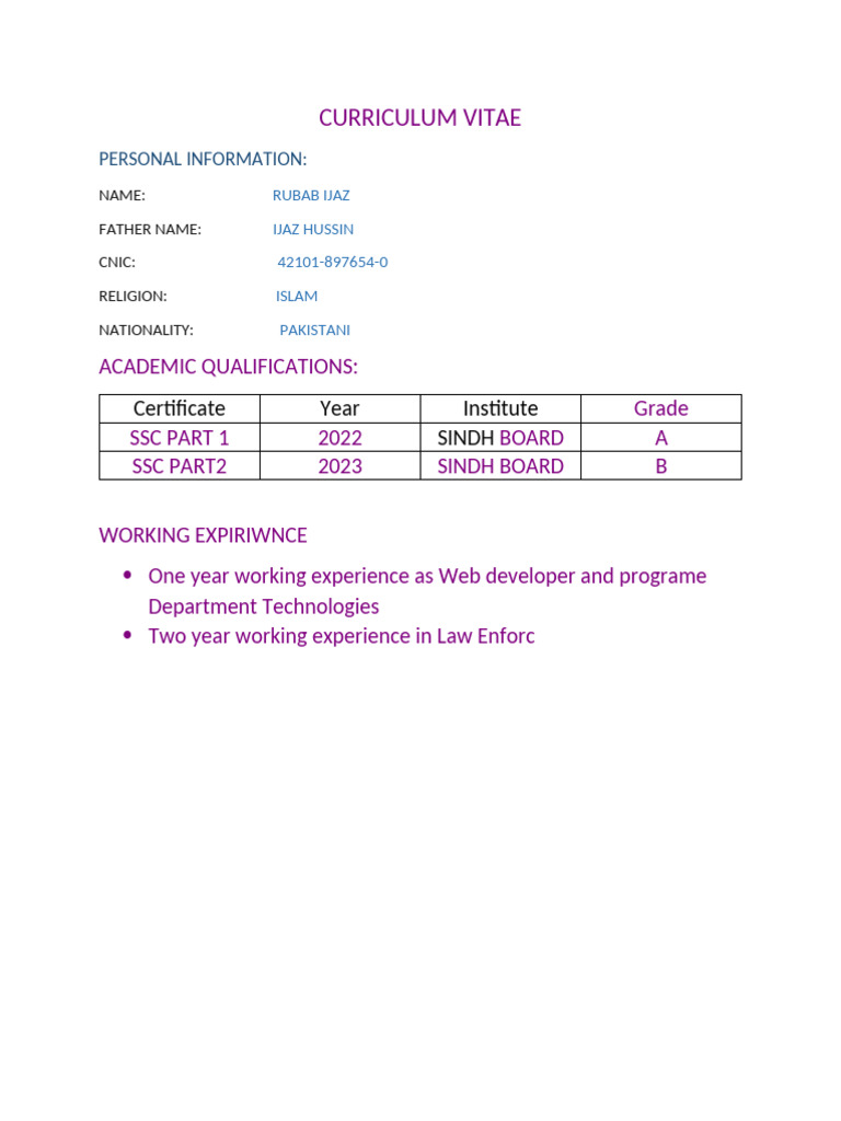 Curriculum Vitae | PDF
