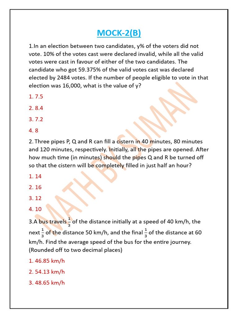 MOCK-2(B) | PDF | Elections | Speed
