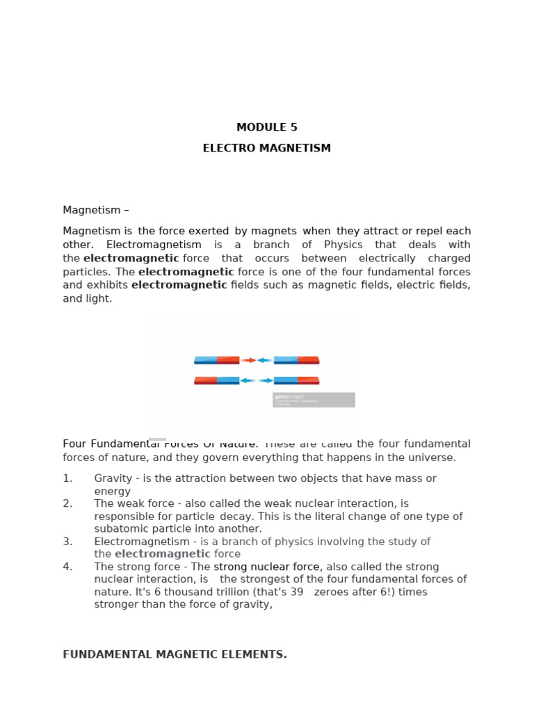 Module 5 Electromagnetism Pdf Magnetic Field Force