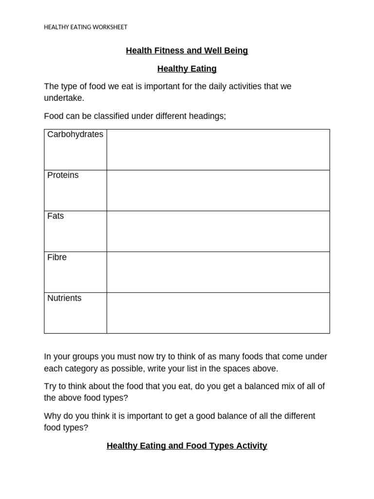Healthy-Eating-Worksheet | PDF