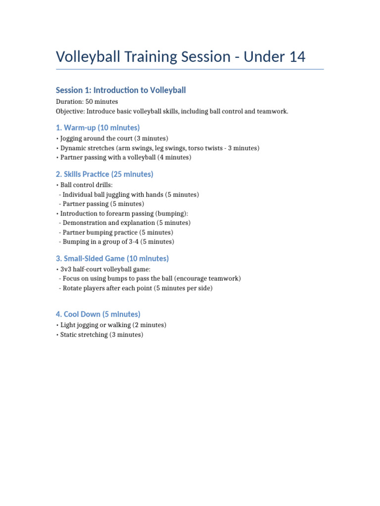 Volleyball Training Session | PDF