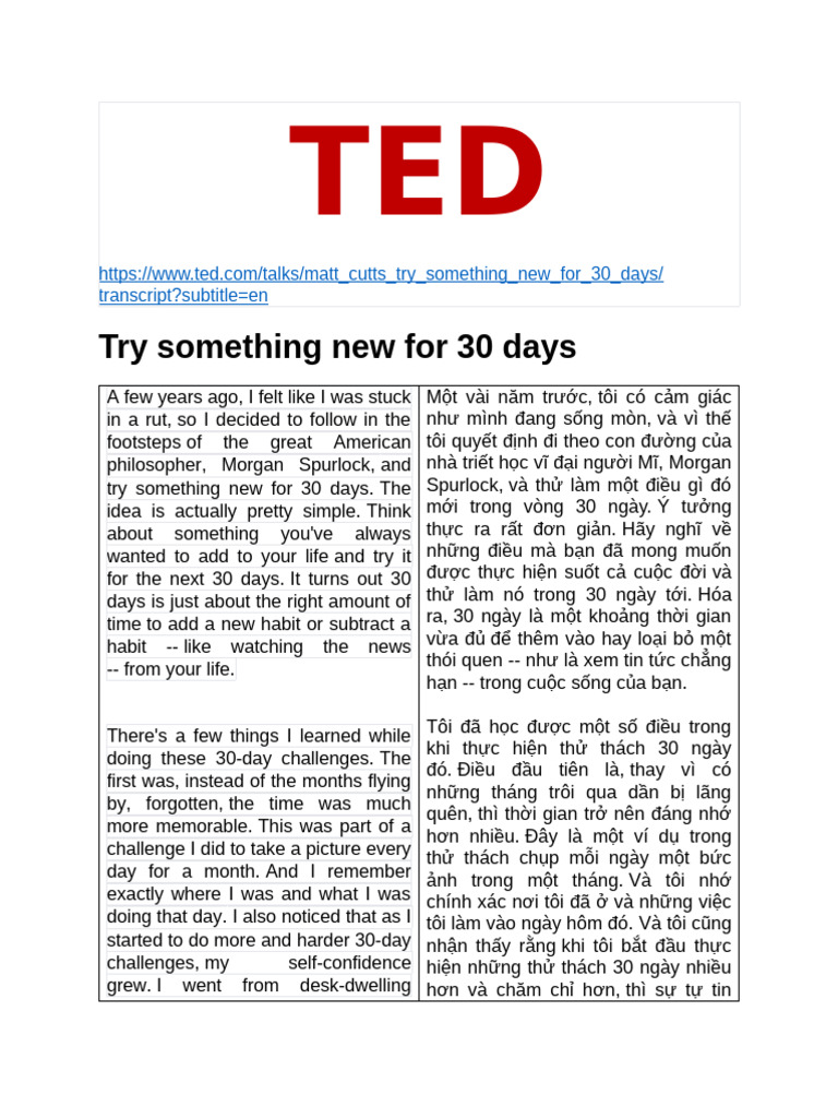 Try Something New For 30 Days | PDF