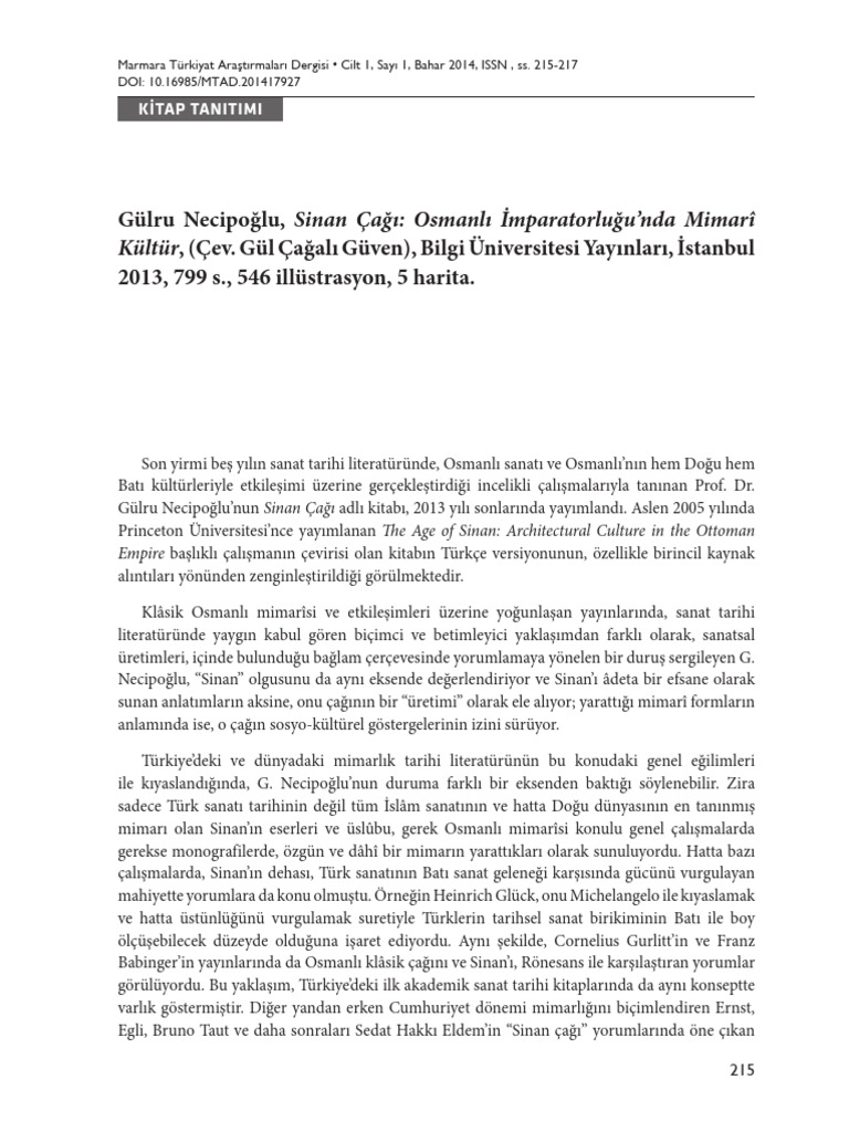 Gulru Necipoglu Sinan Cagi Osmanli Impar | PDF