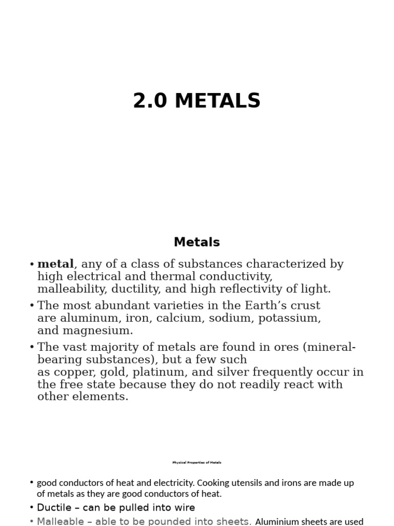 2.0-Metals | PDF | Iron | Metals