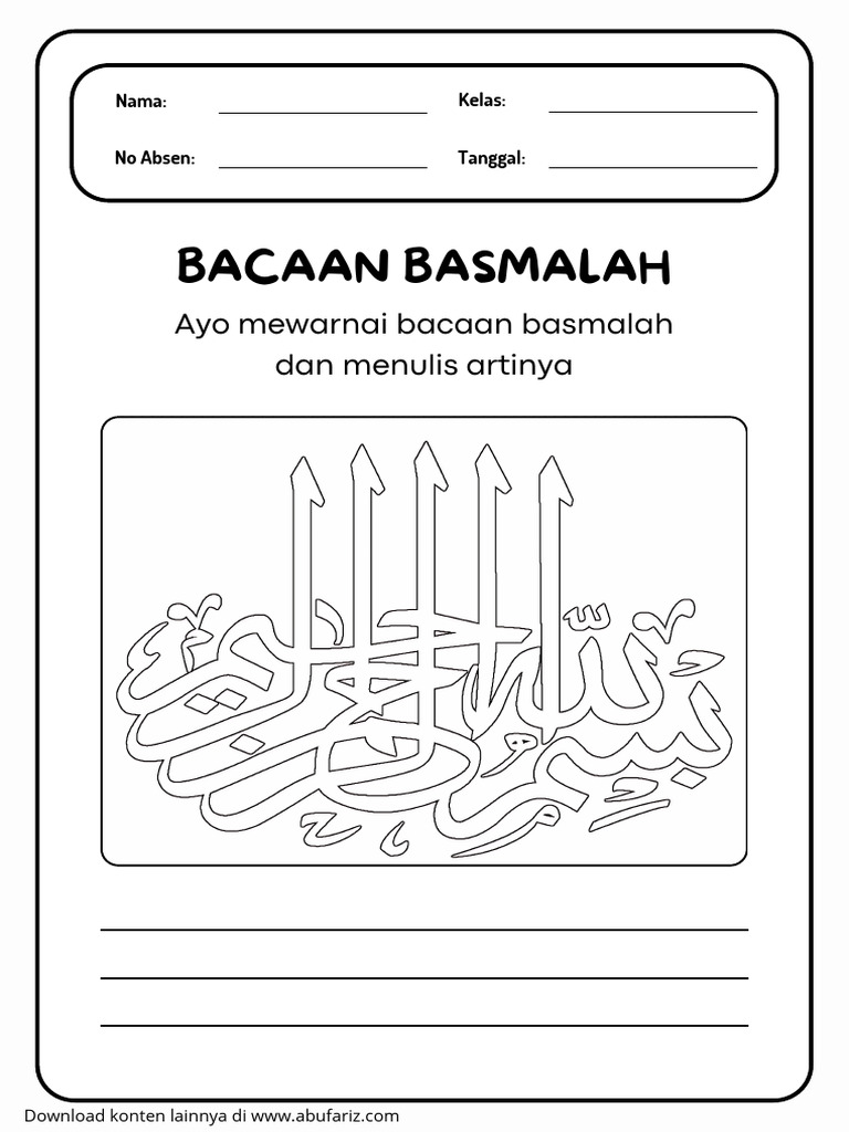LKPD Mewarnai Kaligrafi Bismillah | PDF
