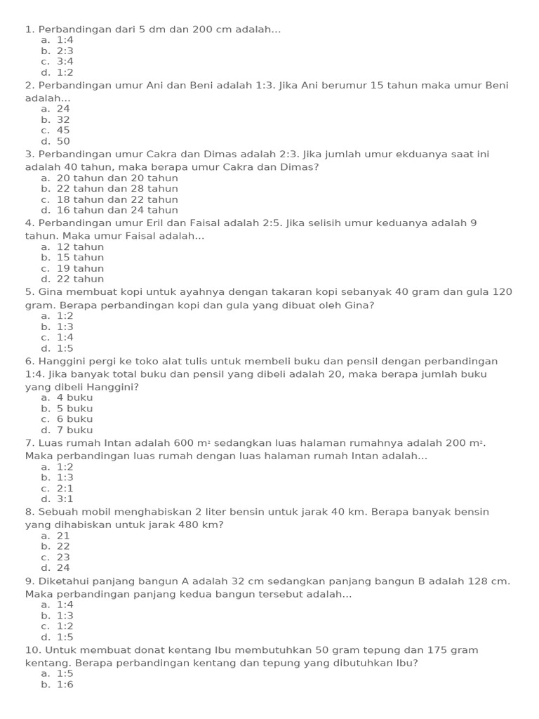 Soal Perbandingan 3 | PDF