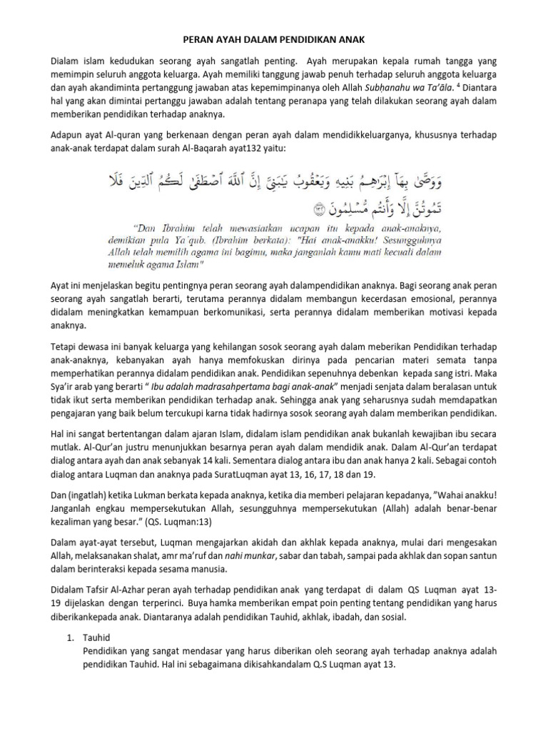 PERAN AYAH DALAM PENDIDIKAN ANAK | PDF