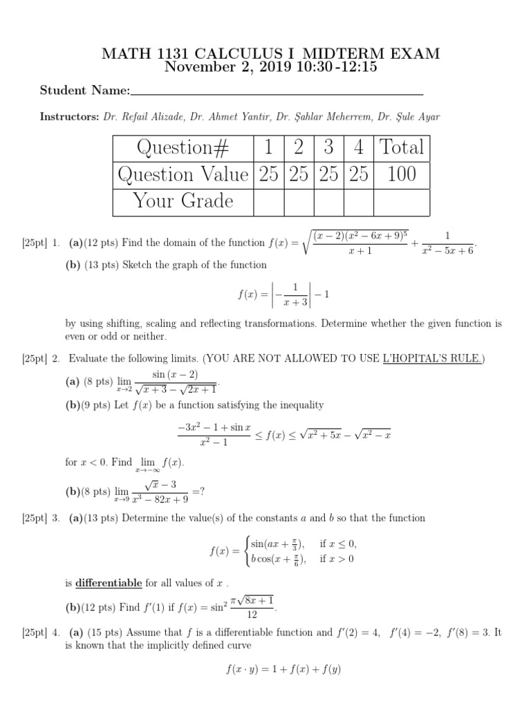 midterm_2019-2020-1 | PDF | Function (Mathematics) | Analysis