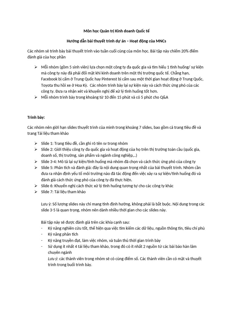 Huong Dan Bai Tap Thuyet Trinh - KDQT | PDF