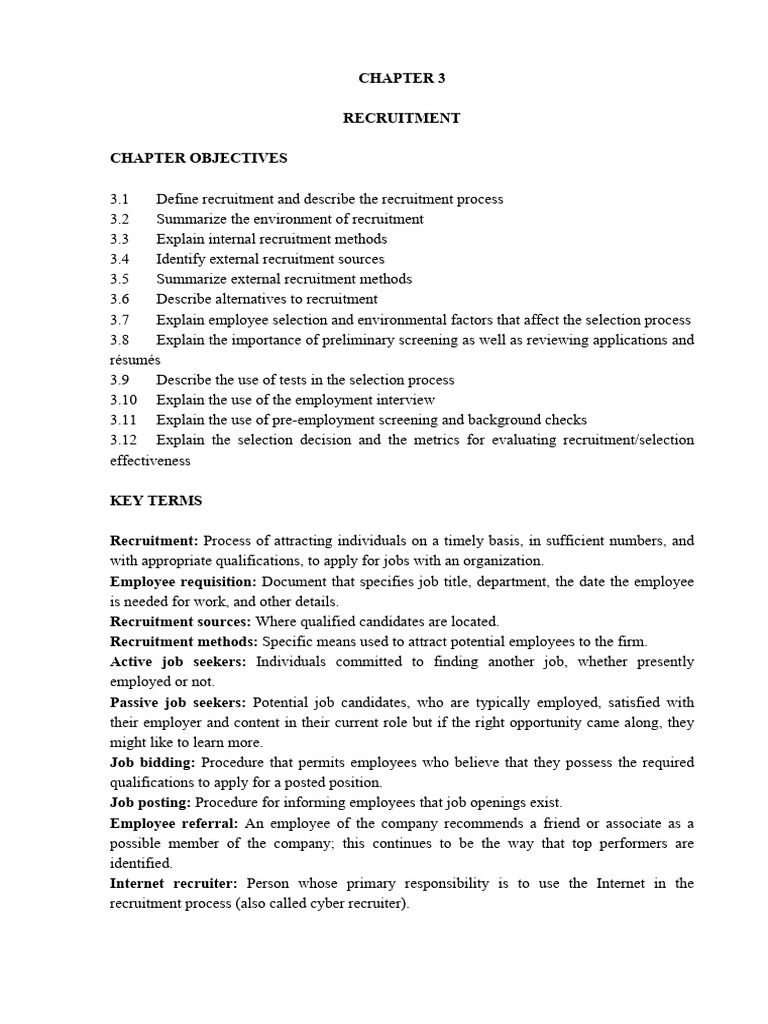 HRM CHAPTER 3 pdf | PDF | Recruitment | Résumé