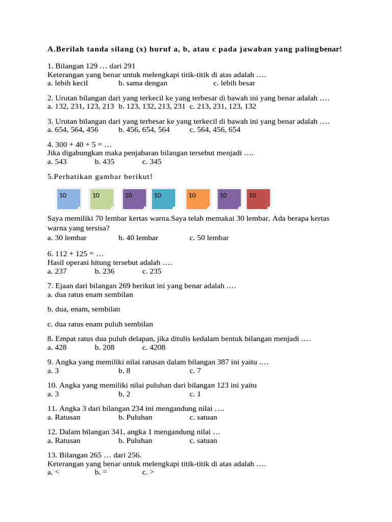 Soal Latihan Matematika Kelas 2 SD | PDF