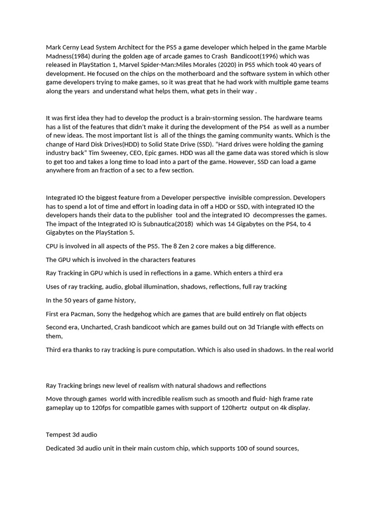 Mark Cerny Lead System Architect For The PS5 A Game Developer Which Helped in The Game Marble ...