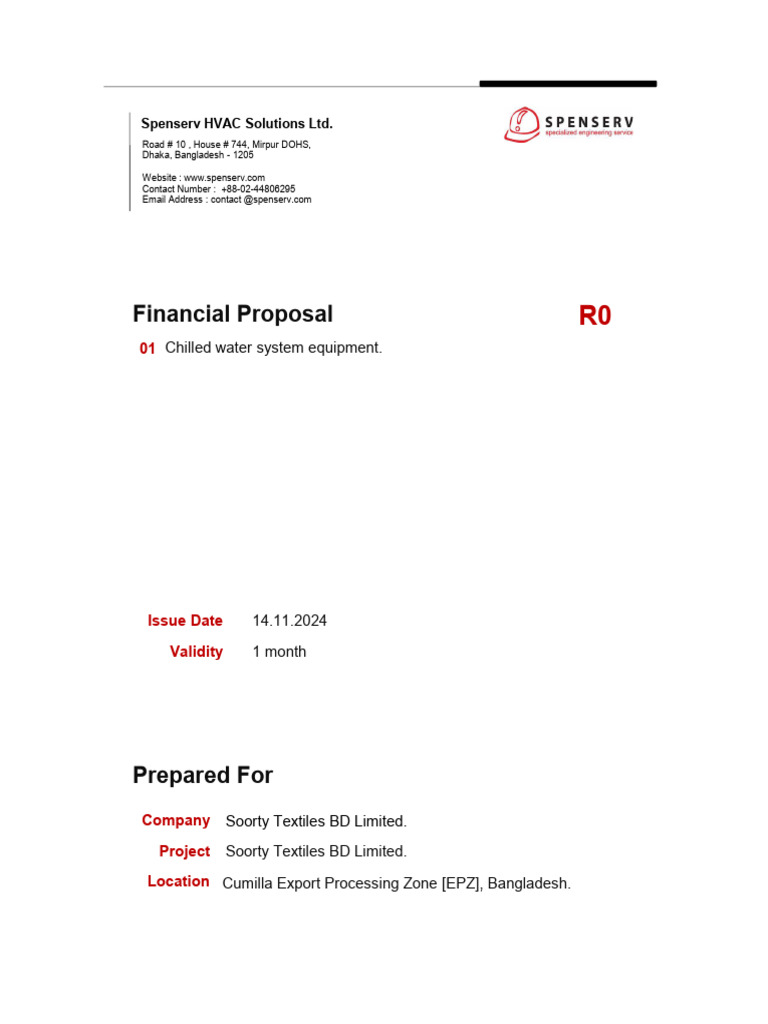 R0 Offer Air Cooled Chiller System Soorty Textiles BD LTD | PDF | Home ...