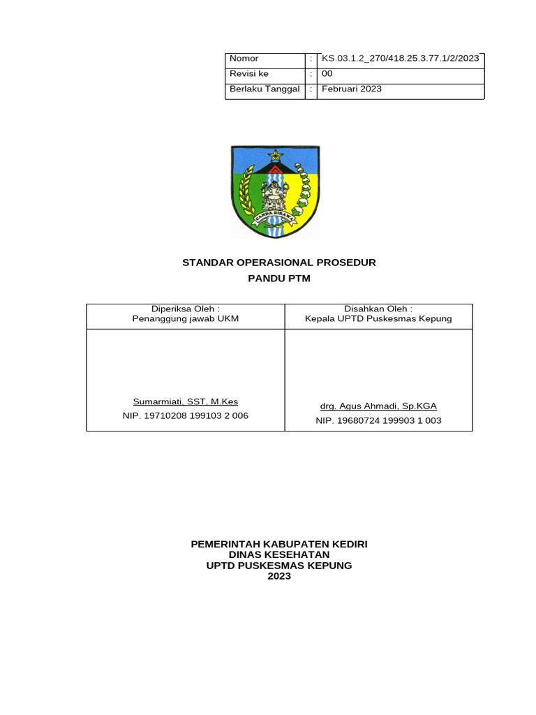 Sop Deteksi Dini PTM | PDF