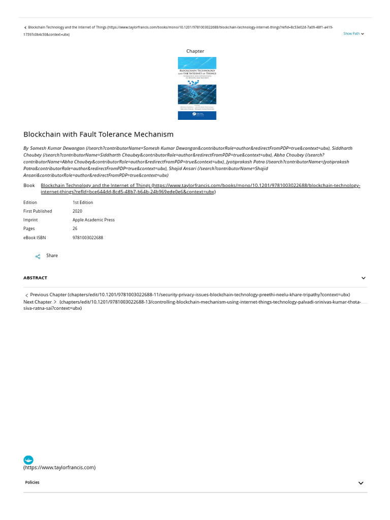 Blockchain With Fault Tolerance Mechanism - 12 - Blockchain Technology | PDF | Computing