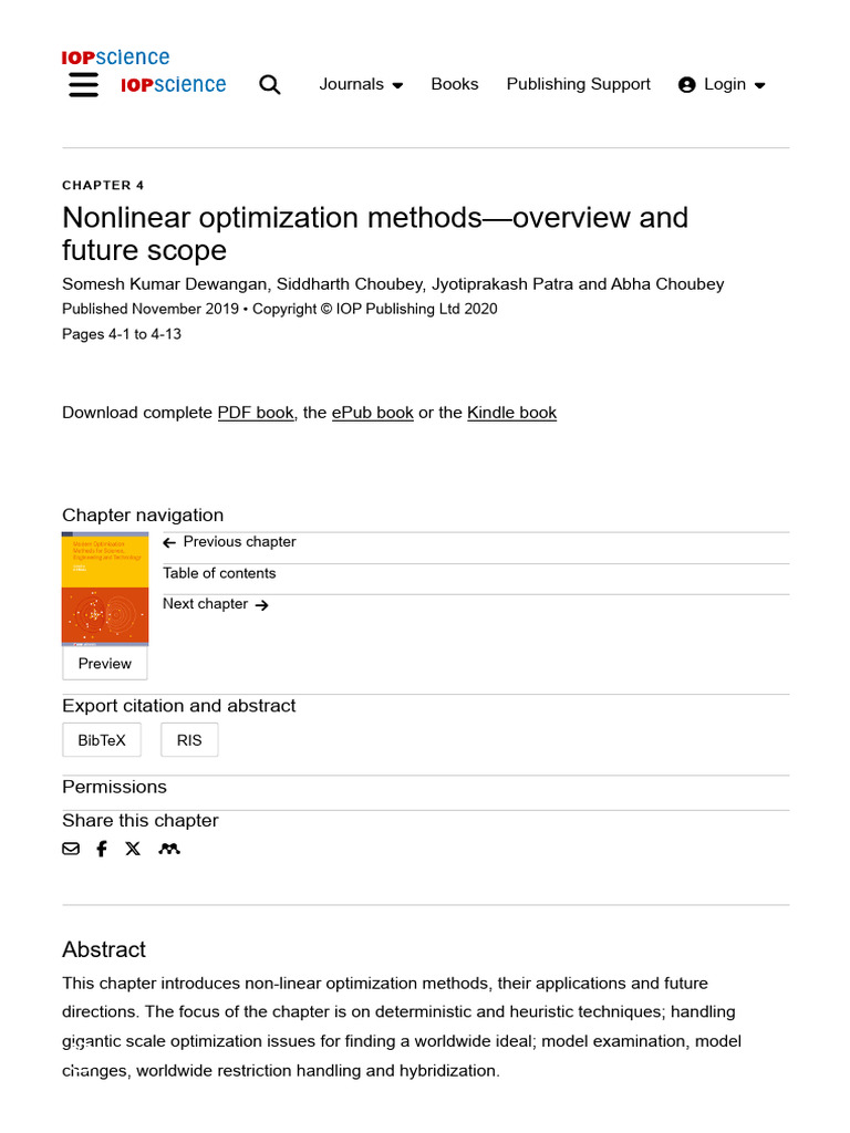 Nonlinear Optimization Methods-Overview and Future Scope - Book Chapter ...