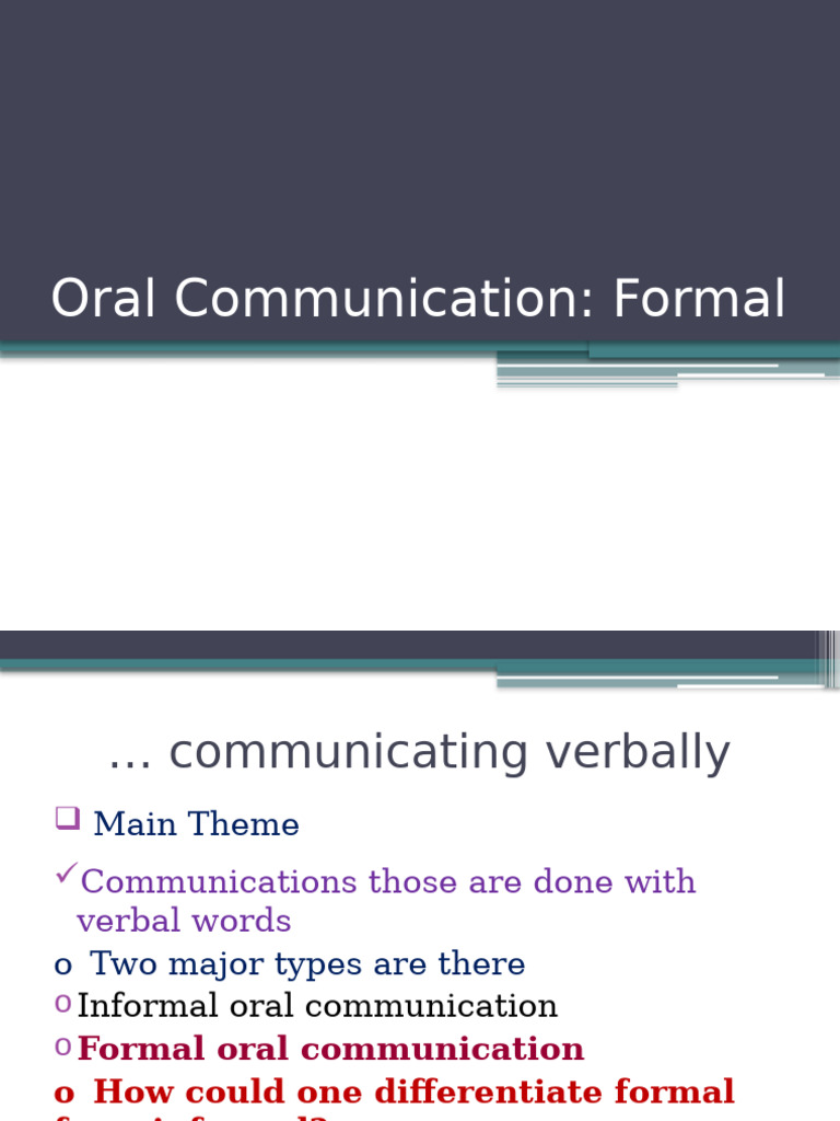 Formal Oral Communication Guide | PDF | Communication | Public Speaking