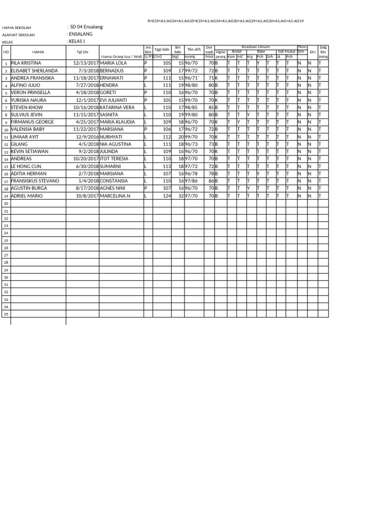 Rekapitulasi Penjaringan SD 04 Ensalang | PDF