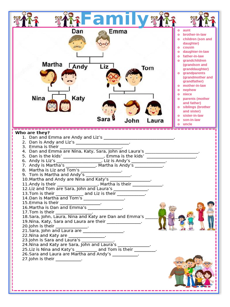 Family Picture Description Exercises - 144111 | PDF | Grandparent | Family