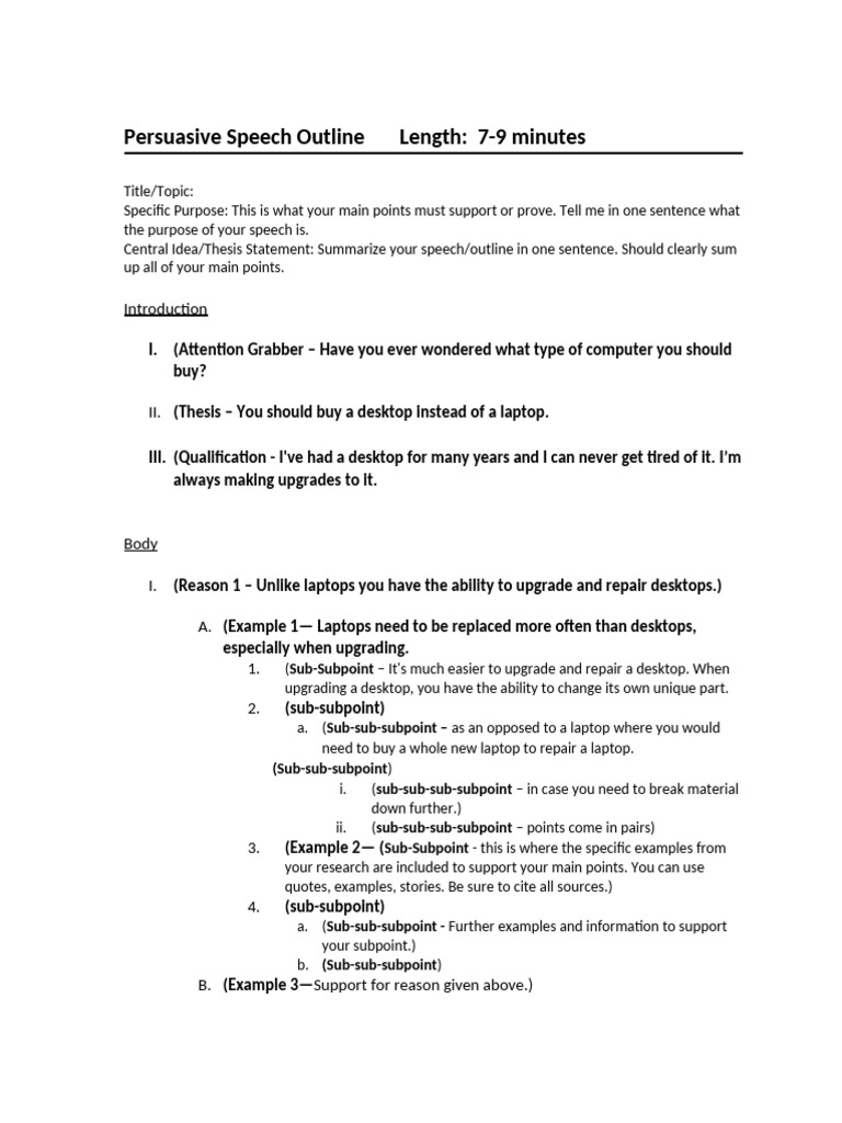 Persuasive Speech Outline Help 2020 | PDF | Desktop Computer | Laptop