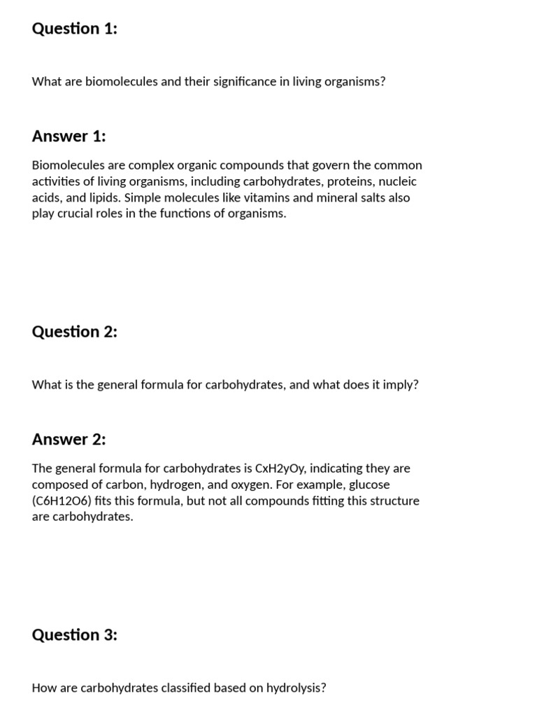 Biomolecules Ppt.pdf Flashcards | PDF | Carbohydrates | Hydrolysis