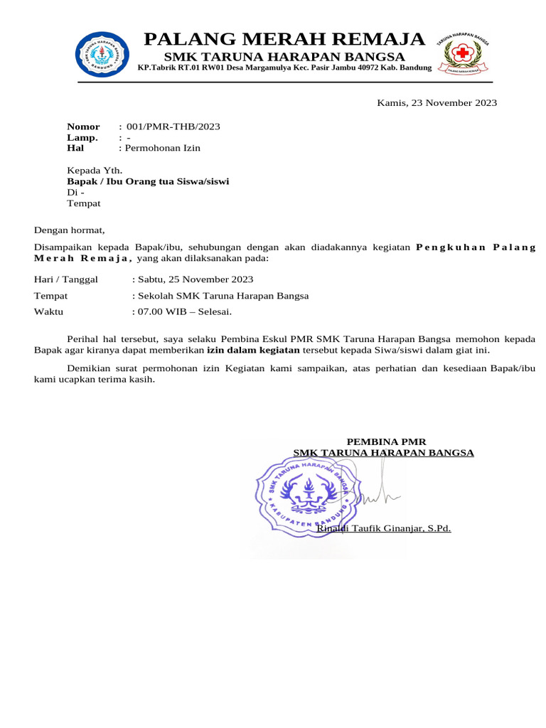 Surat Pengukuhan PMR | PDF