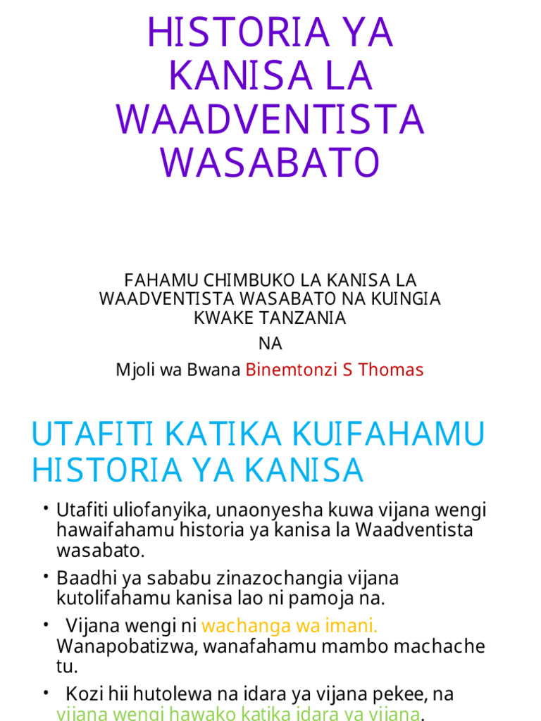 Historia Ya Kanisa | PDF