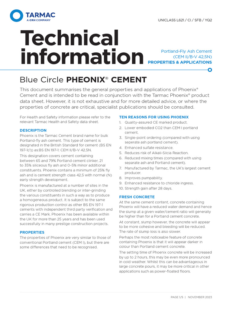 Phoenix Properties and Applications (1) | PDF | Concrete | Cement