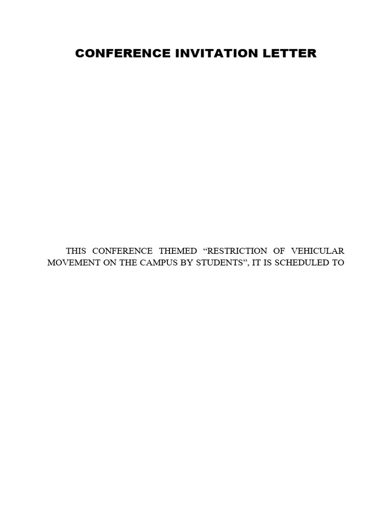 Conference Invitation: Vehicular Movement | PDF
