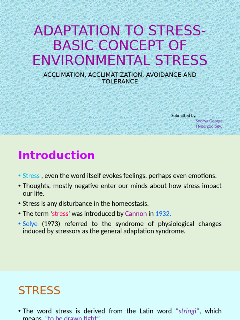 Environmental Stress and Adaptation Concepts | PDF | Stress (Biology ...