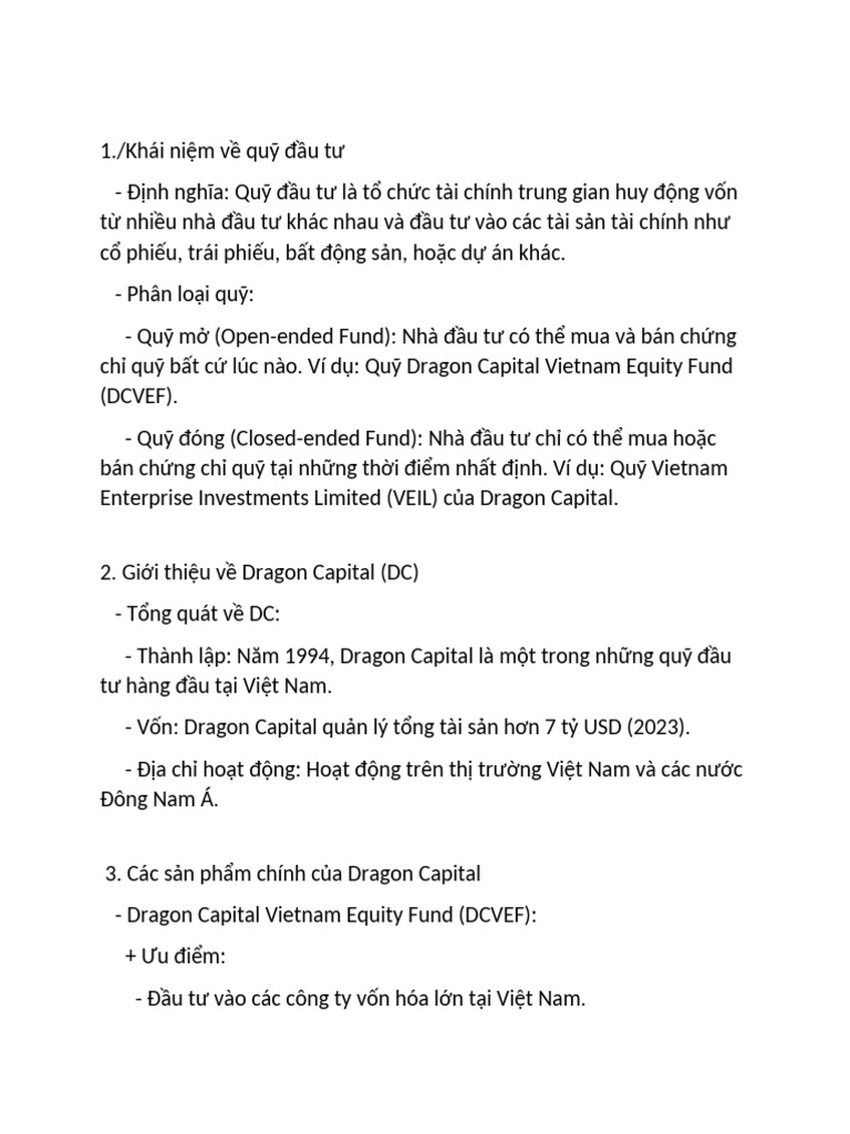 Dàn Ý Dragon Capital | PDF
