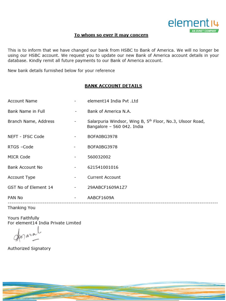 BOA Bank Details Letter | PDF