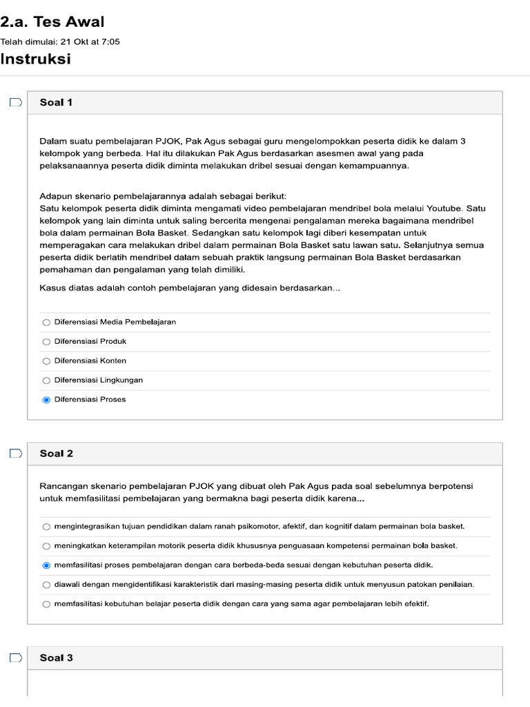 Kuis - 2.a. Tes Awal PKG | PDF