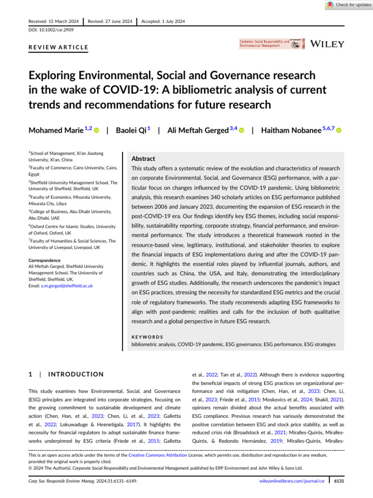 Corp Soc Responsibility Env - 2024 - Marie - Exploring Environmental ...