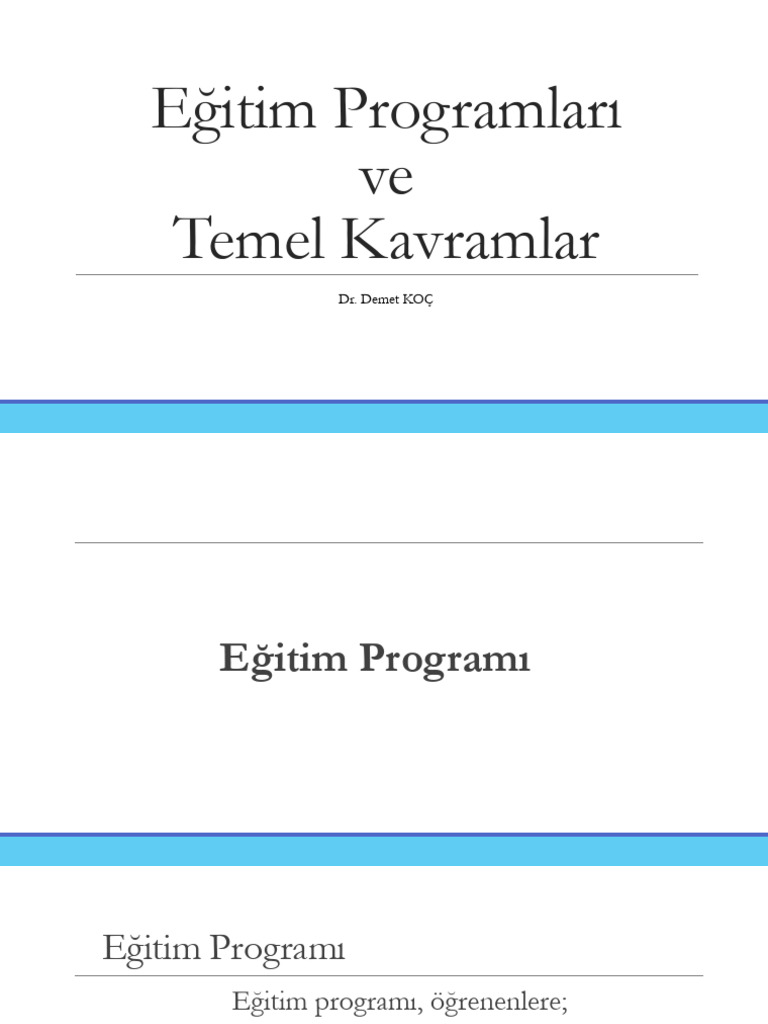 1 - Eğitim Programları Ve Temel Kavramlar | PDF