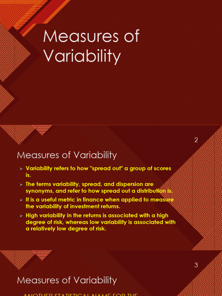 Measures of Variability | PDF | Coefficient Of Variation | Statistical Dispersion