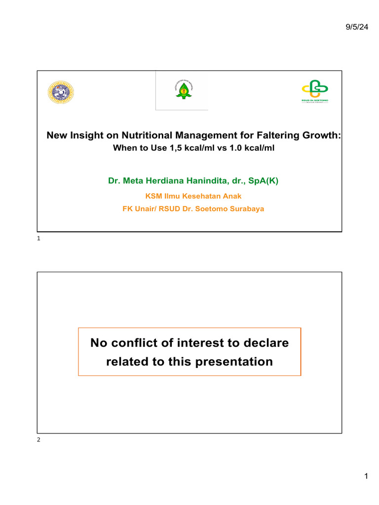 New Insight On Nutritional Management Fo Faltering Growth | PDF ...