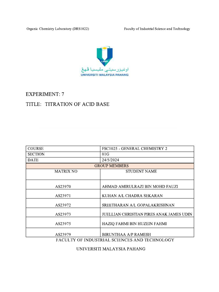 Group 5, Experiment 5, Lab Report | PDF