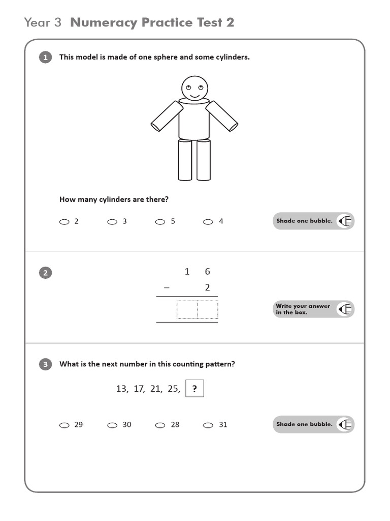 NAPLAN Yr 3 Numeracy Test-2 | PDF
