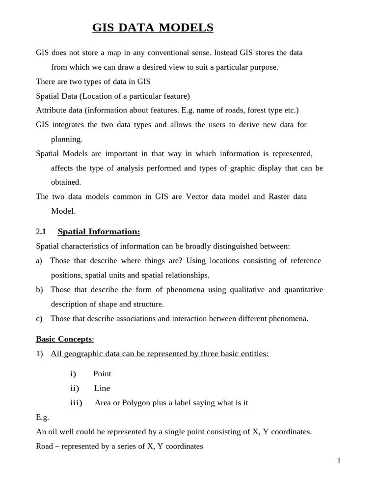 unit-2_GIS Data Model | PDF | Relational Model | Geographic Information System