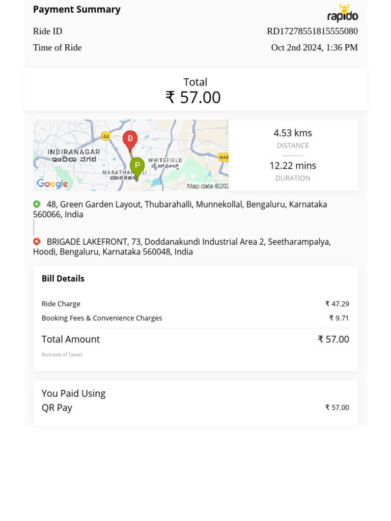 Bengaluru Ride Invoice Summary | PDF | Invoice | Government Finances