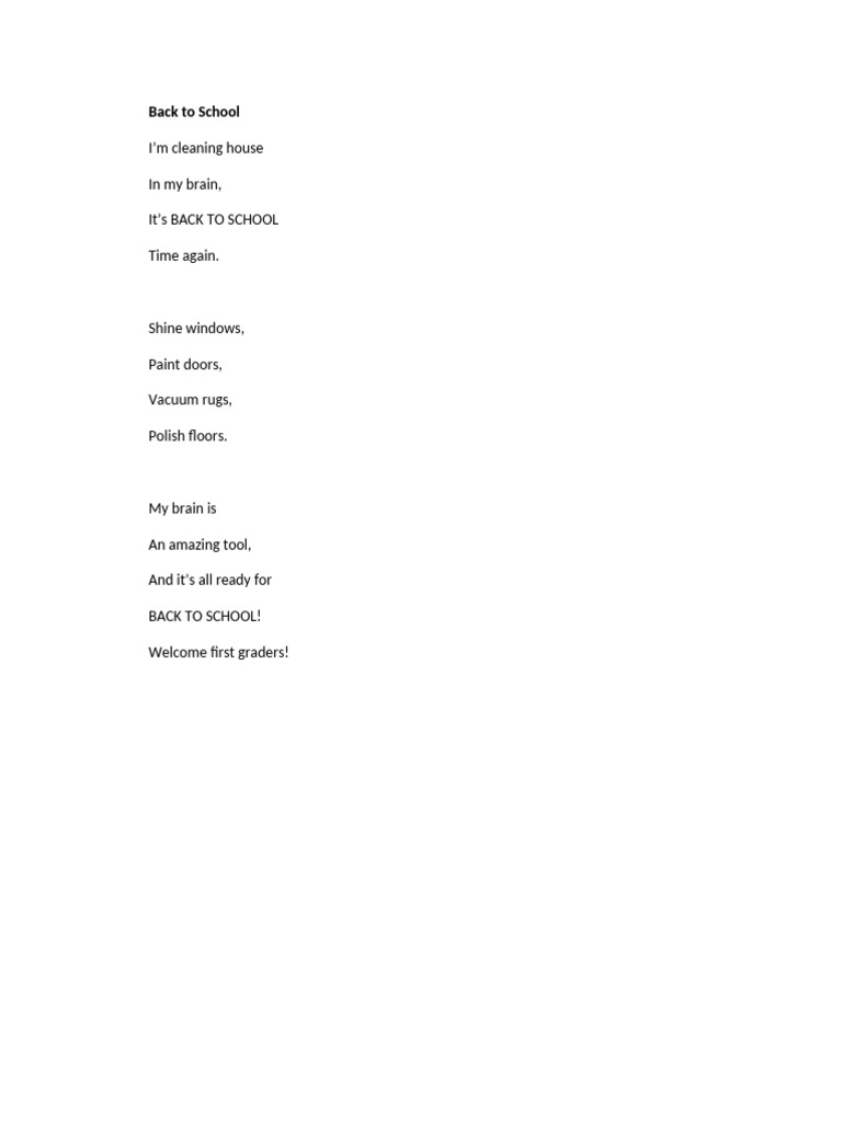 Back to School: A Fresh Start Poem | PDF
