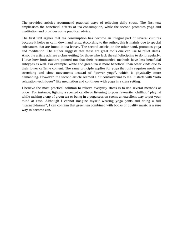 An Essay On Stress Relieving Methods | PDF