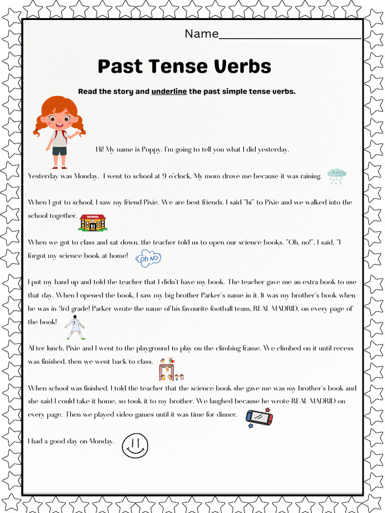 Past Tense Verbs Story 4th GR | PDF
