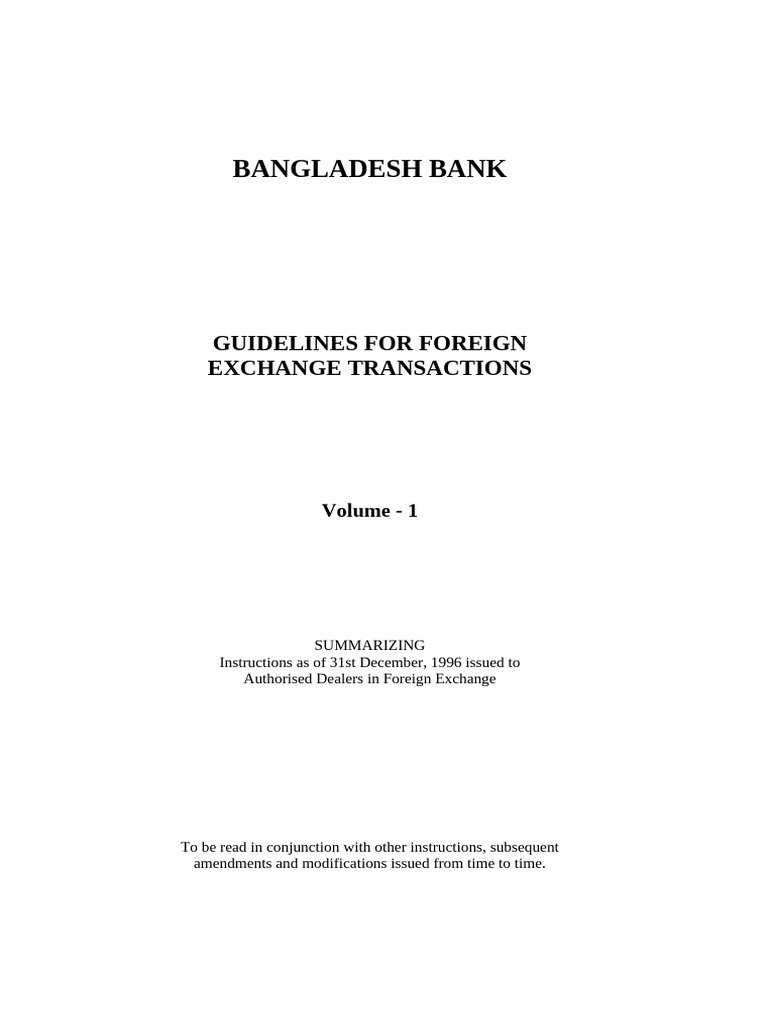 Guideline For Foreign Exchange - Vol-1 | PDF | Banks | Currency