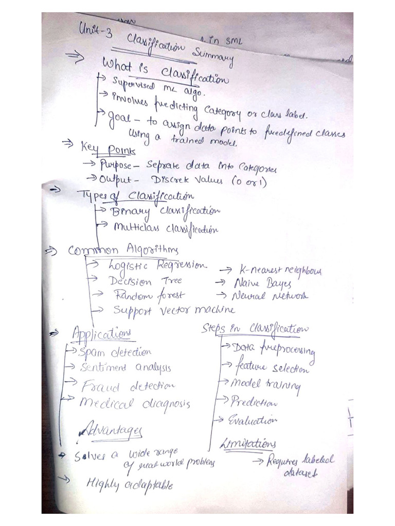 Unit 3 Classification Summary | PDF
