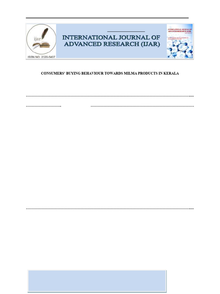 Consumers Buying Behaviour Towards Milma Products in Kerala | PDF ...