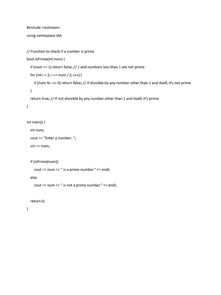 Prime Number Checker in C++ | PDF
