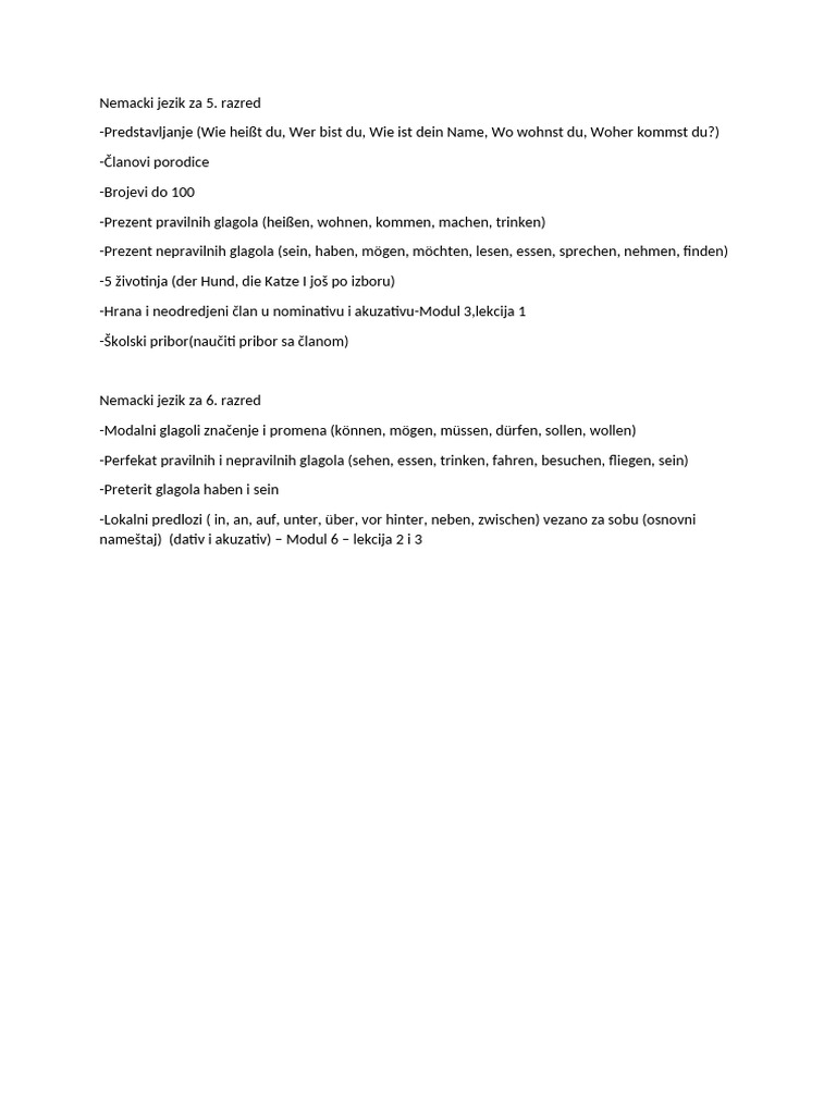 Nemacki Za 5 I 6. Razred | PDF
